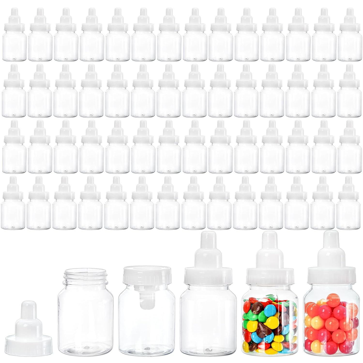 72 Pcs Baby Shower Candy Bottle, Reusable 3.5 Inch Mini Candy Milk ...