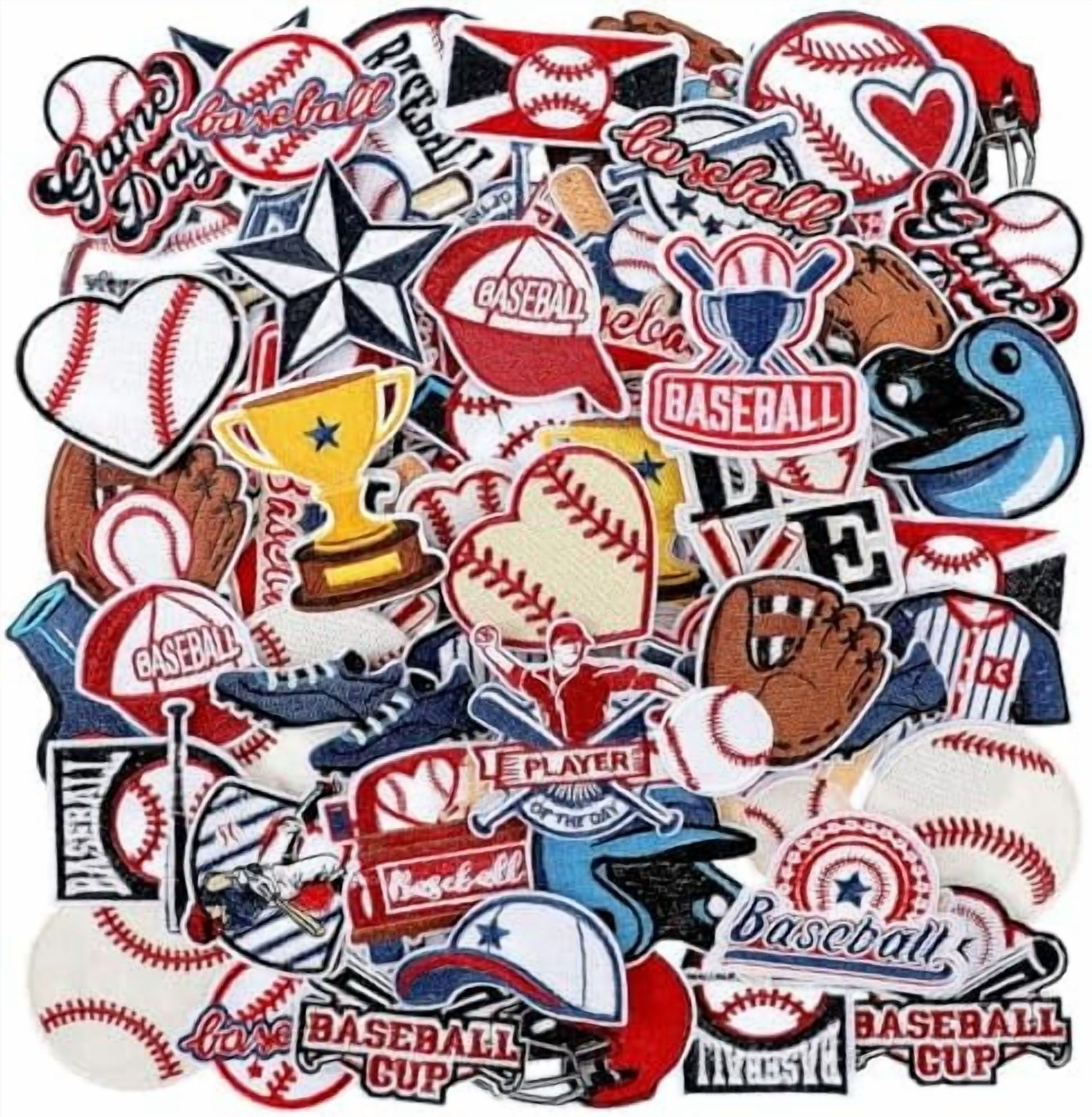 72 Pcs Baseball Iron on Patches Chenille Embroidered Baseball Patches ...