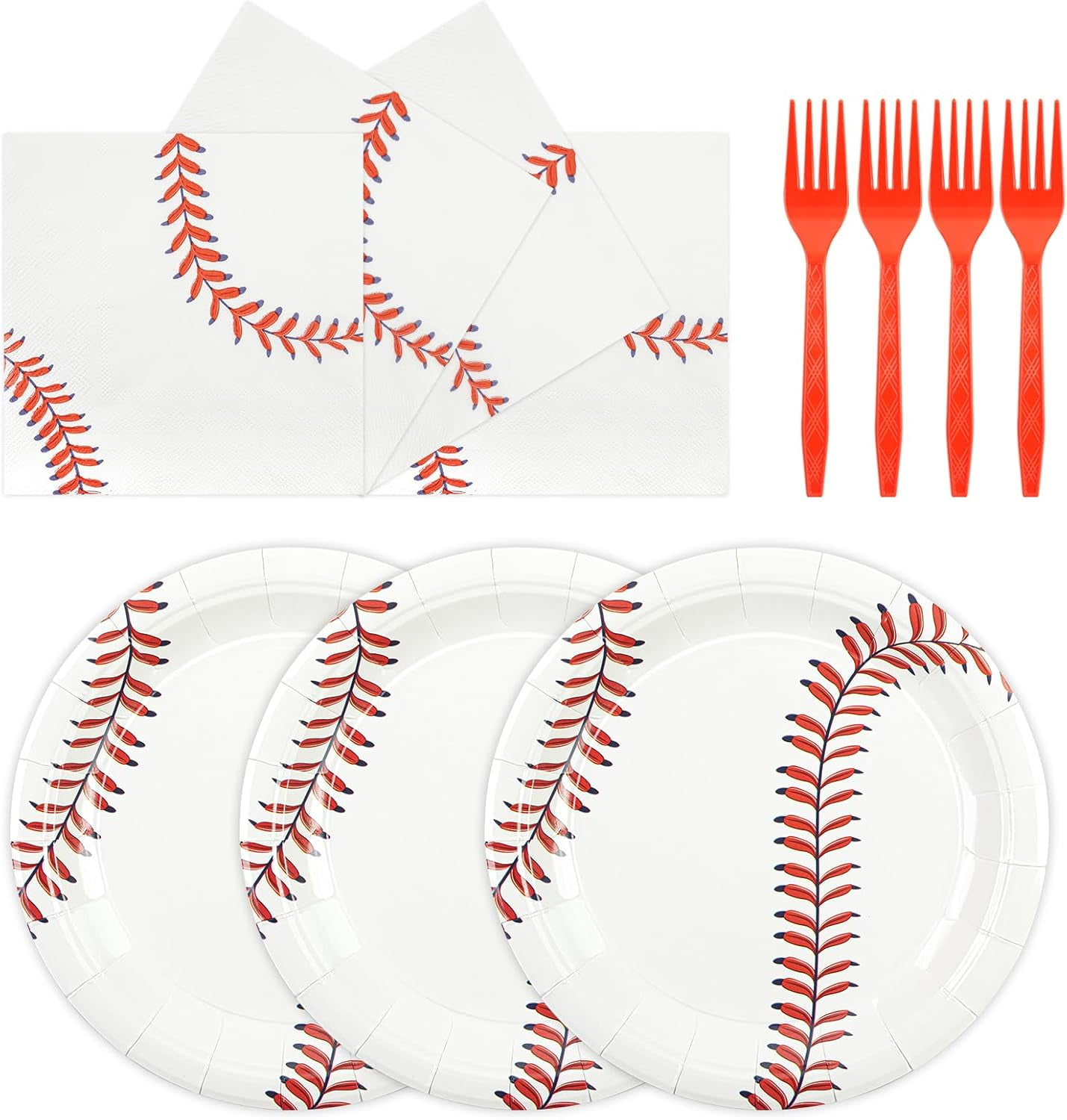 72 Pcs Baseball Paper Plates and Napkins, 7inch Baseball Themed Party ...