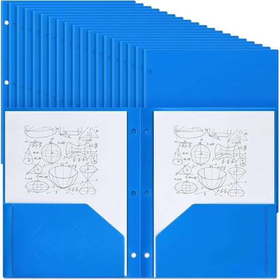 72 Pcs Blue Plastic File Folders with 2 Pockets and 3-Hole Punch for ...