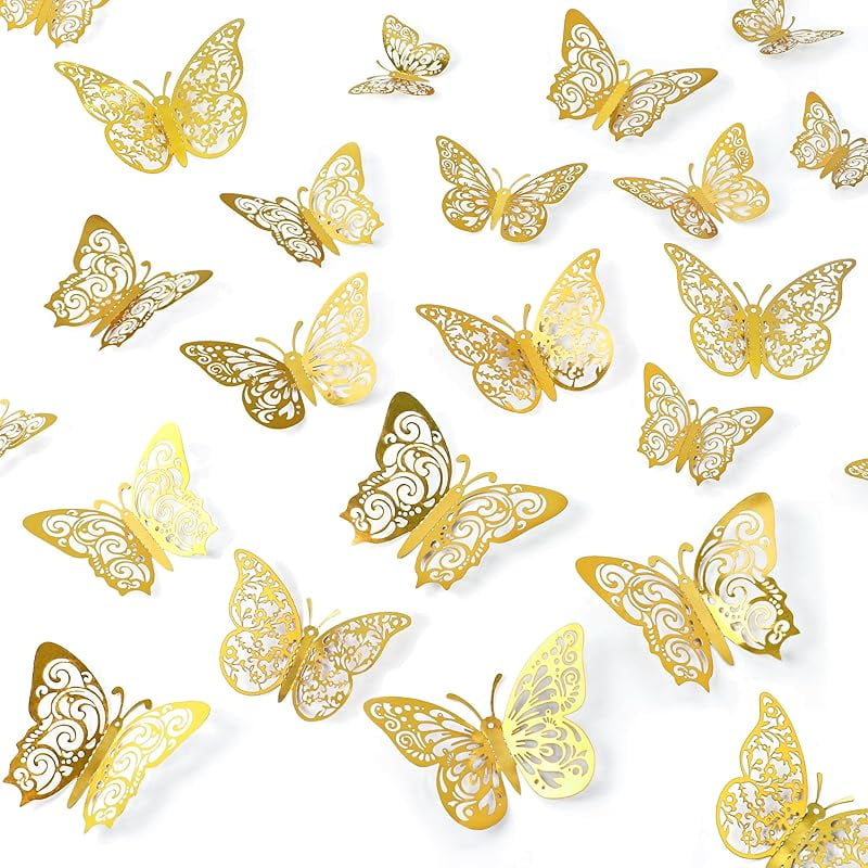 72 Pcs Butterfly Decorations, 3 Sizes 3 Styles, 3D Butterfly Wall Decor, Butterfly Party ...