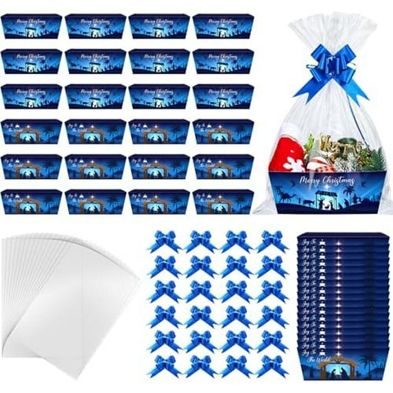 72 Pcs Christmas Gift Baskets Empty to Fill Kit DIY Basket for Gifts ...