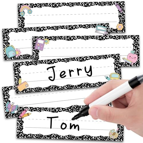 72 Pcs Composition Notebook School Name Tags for Classroom Desks in 6 ...