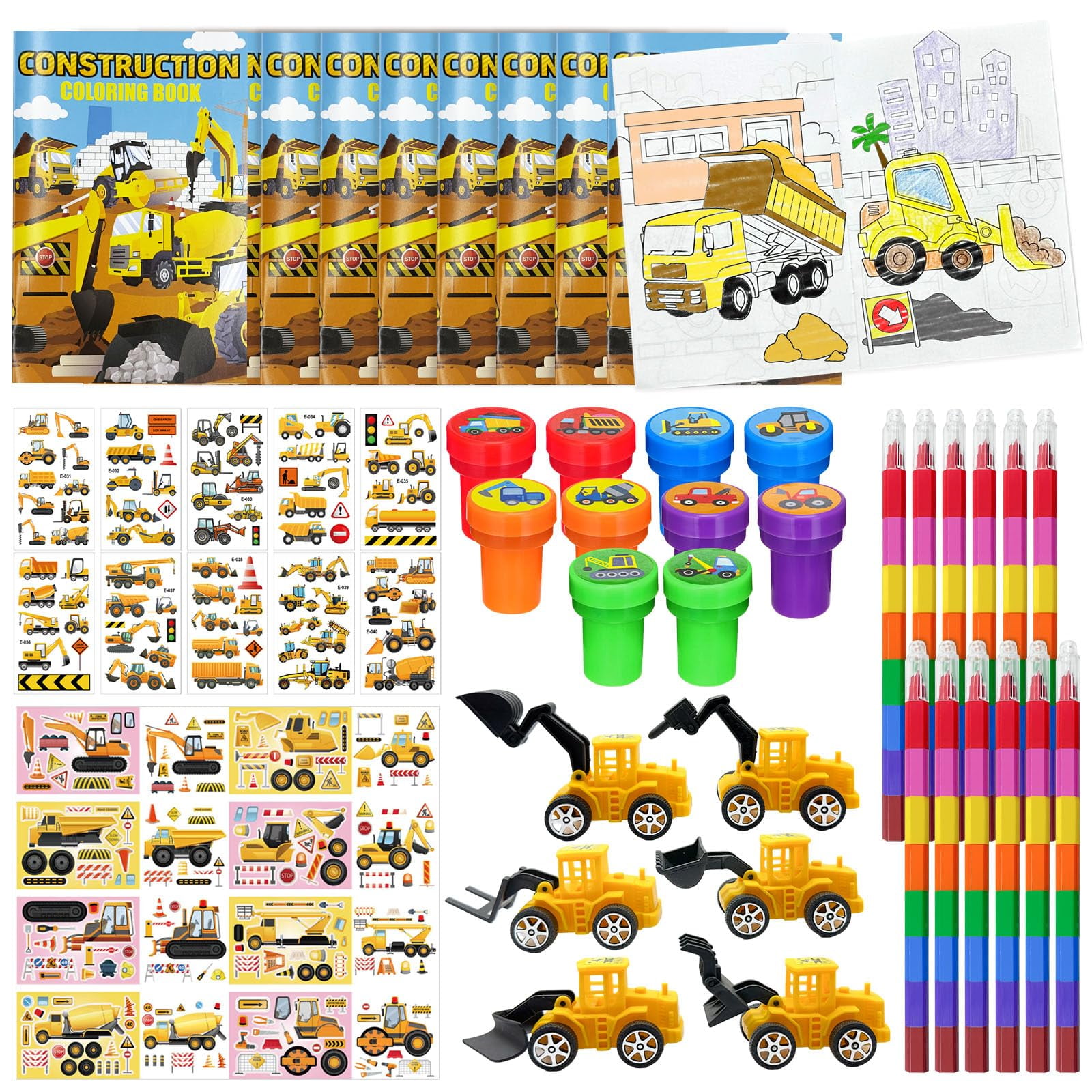 72 Pcs Construction Coloring Book with Crayons Bulk，Truck Car Party ...