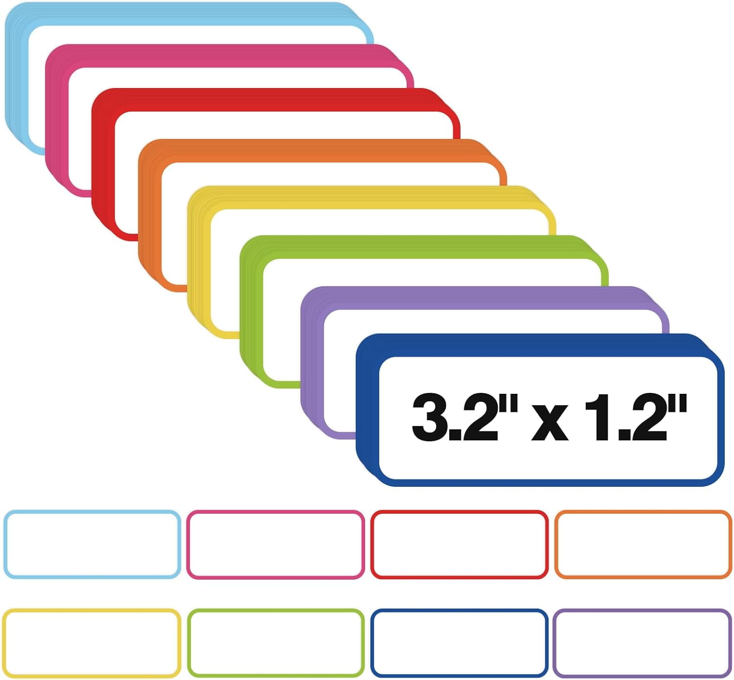 72 Pcs Dry Erase Magnetic Labels, 3.2 x 1.2 Colored Border Reusable ...