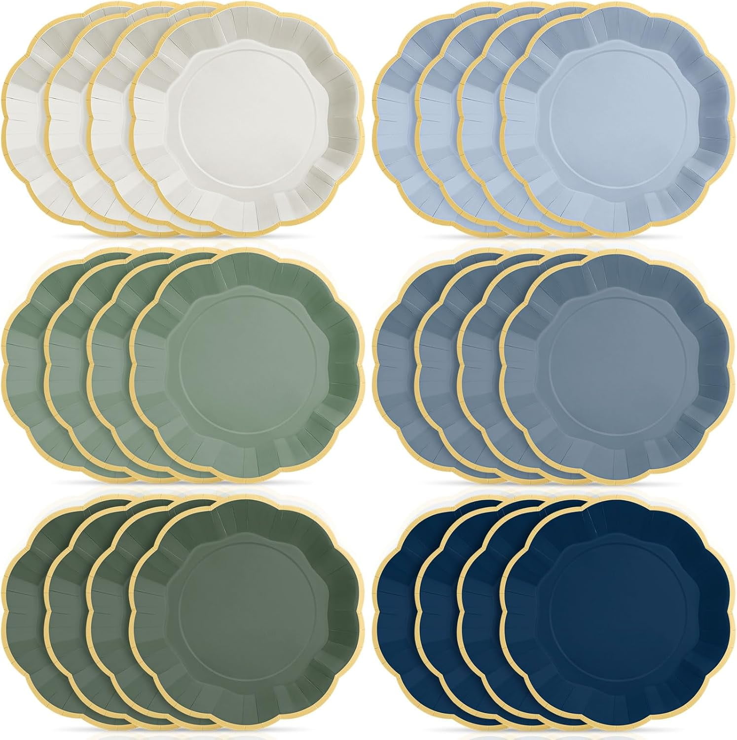 72 Pcs Dusty Blue and Sage Green Color Paper Plates 9 Inch Green Blue ...