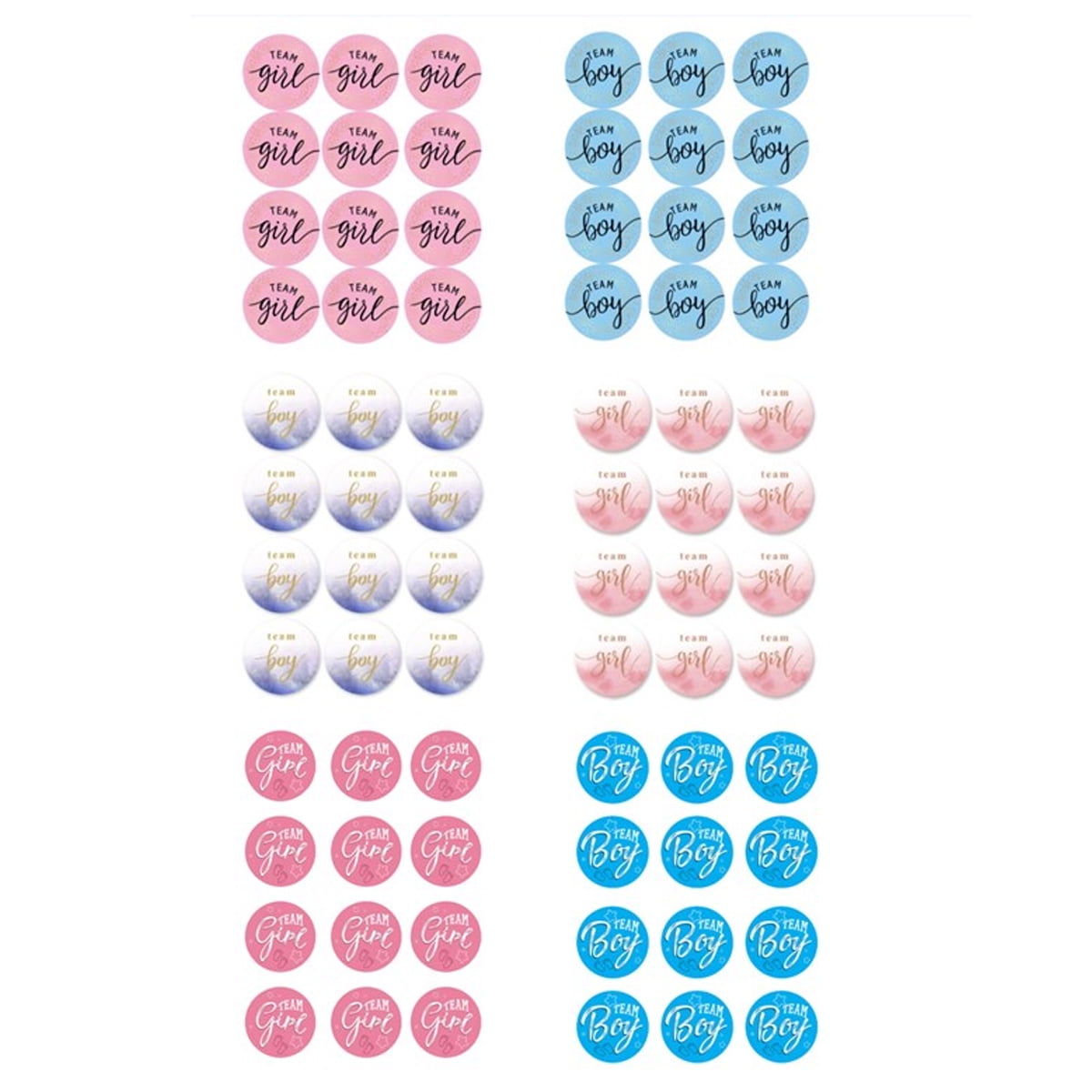 72 Pcs Gender Reveal Stickers Team Girl Or Boy Stickers Baby Shower ...