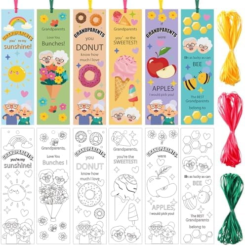 72 Pcs Grandparents Day Coloring Bookmarks Happy Grand Parents Crafts ...