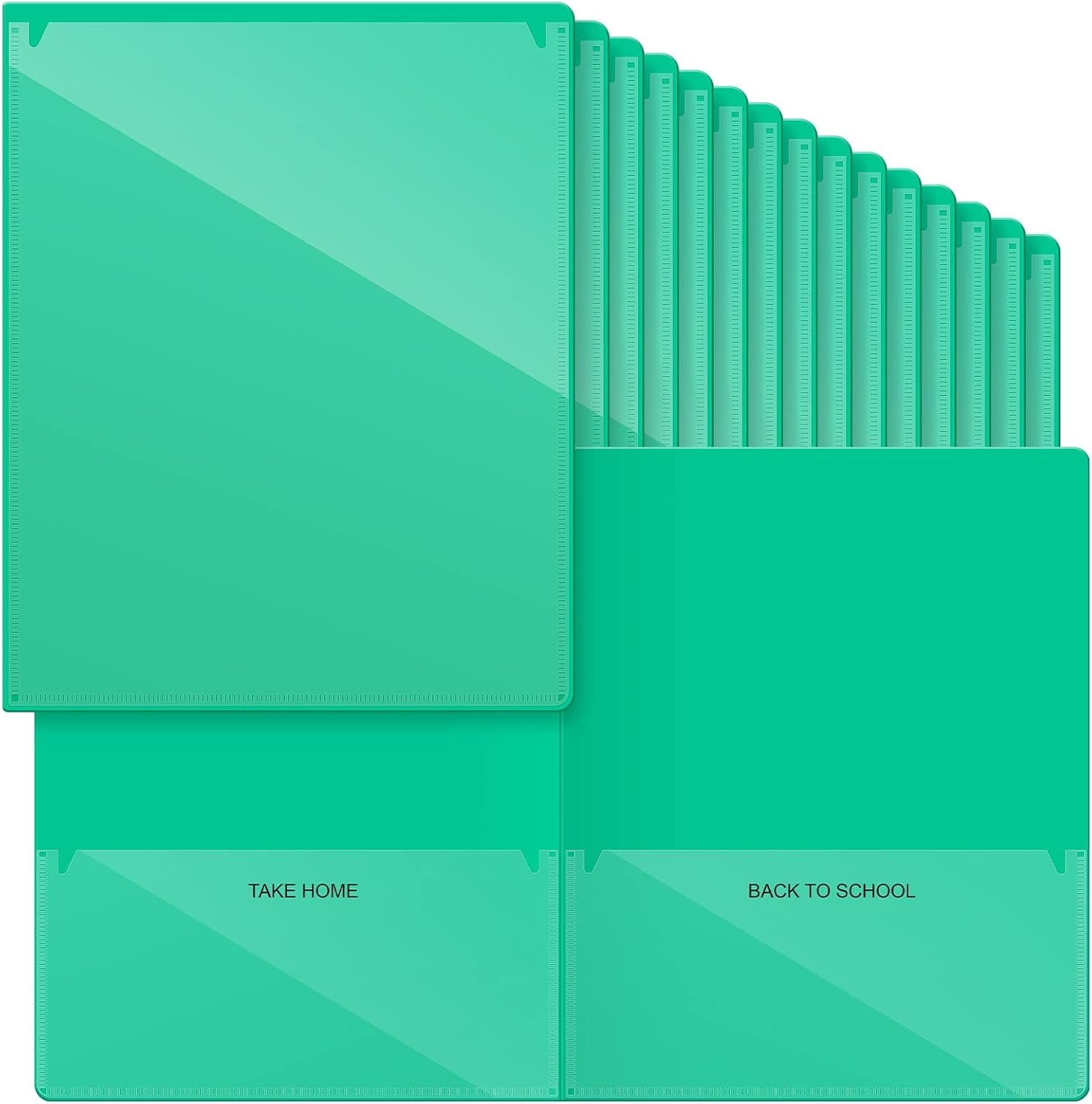 72 Pcs Green Plastic Take-Home Folders with 2 Pockets, Letter Size, 1/2 ...