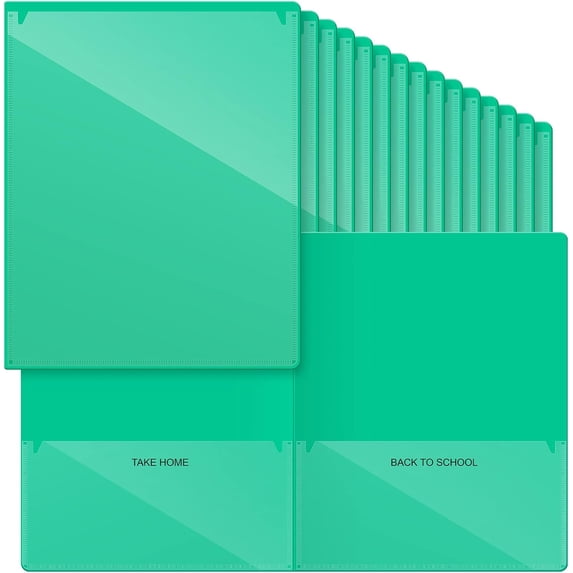 72 Pcs Green Plastic Take-Home Folders with 2 Pockets, Letter Size, 1/2 ...