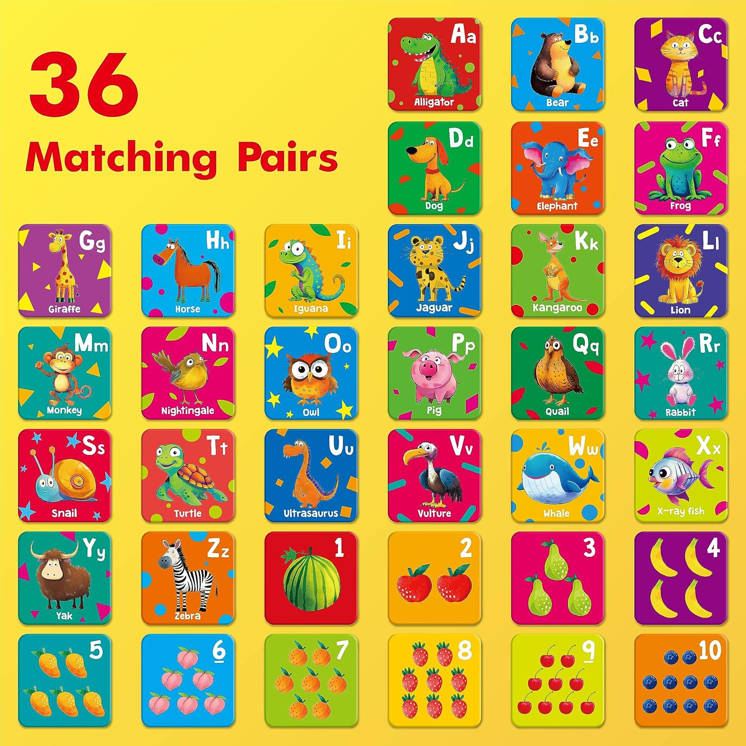 72 Pcs Memory Matching Game, Alphabet & Numbers Matching Cards For ...