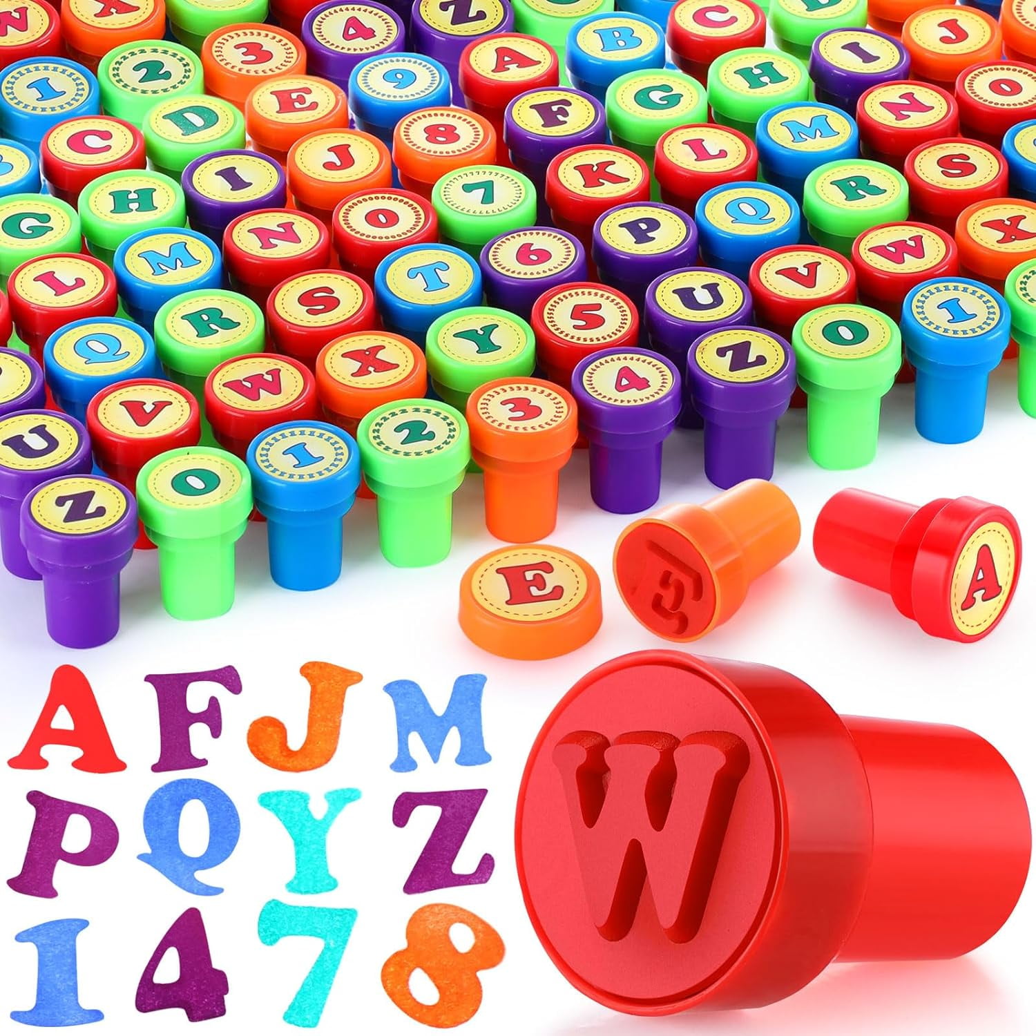 72 Pcs Number and Alphabet Stamps Letter Stamps for Boys and Girls ...