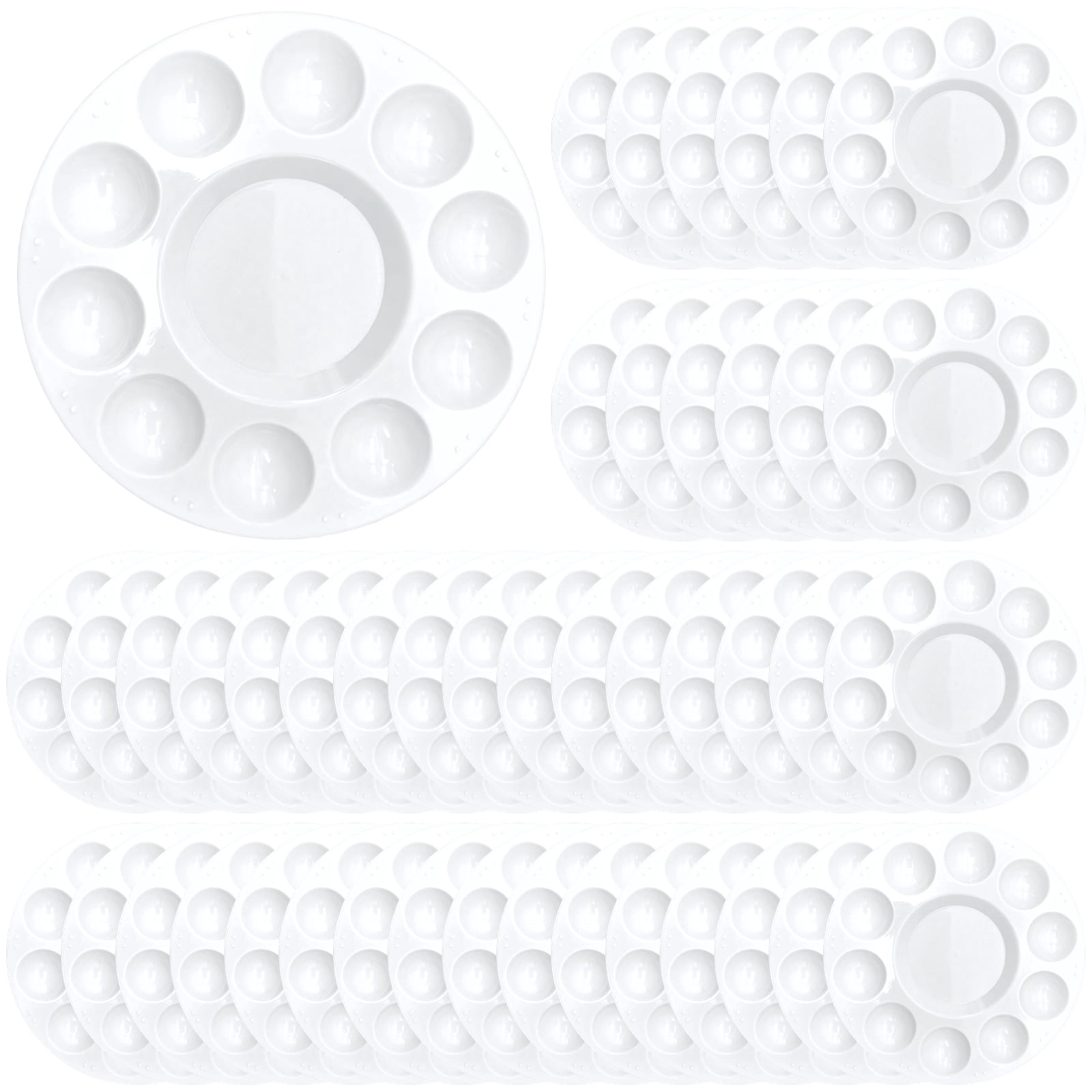 72 Pcs Paint Tray Palettes, 10-well Round Plastic Paint Palettes, 6.3 ...