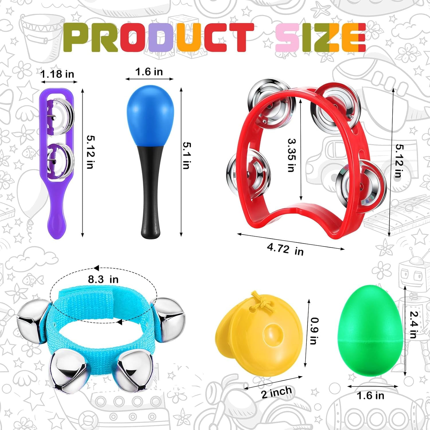 72 Pcs Shaker Musical Instruments for Kids - Egg Shaker Wrist Hand Band ...