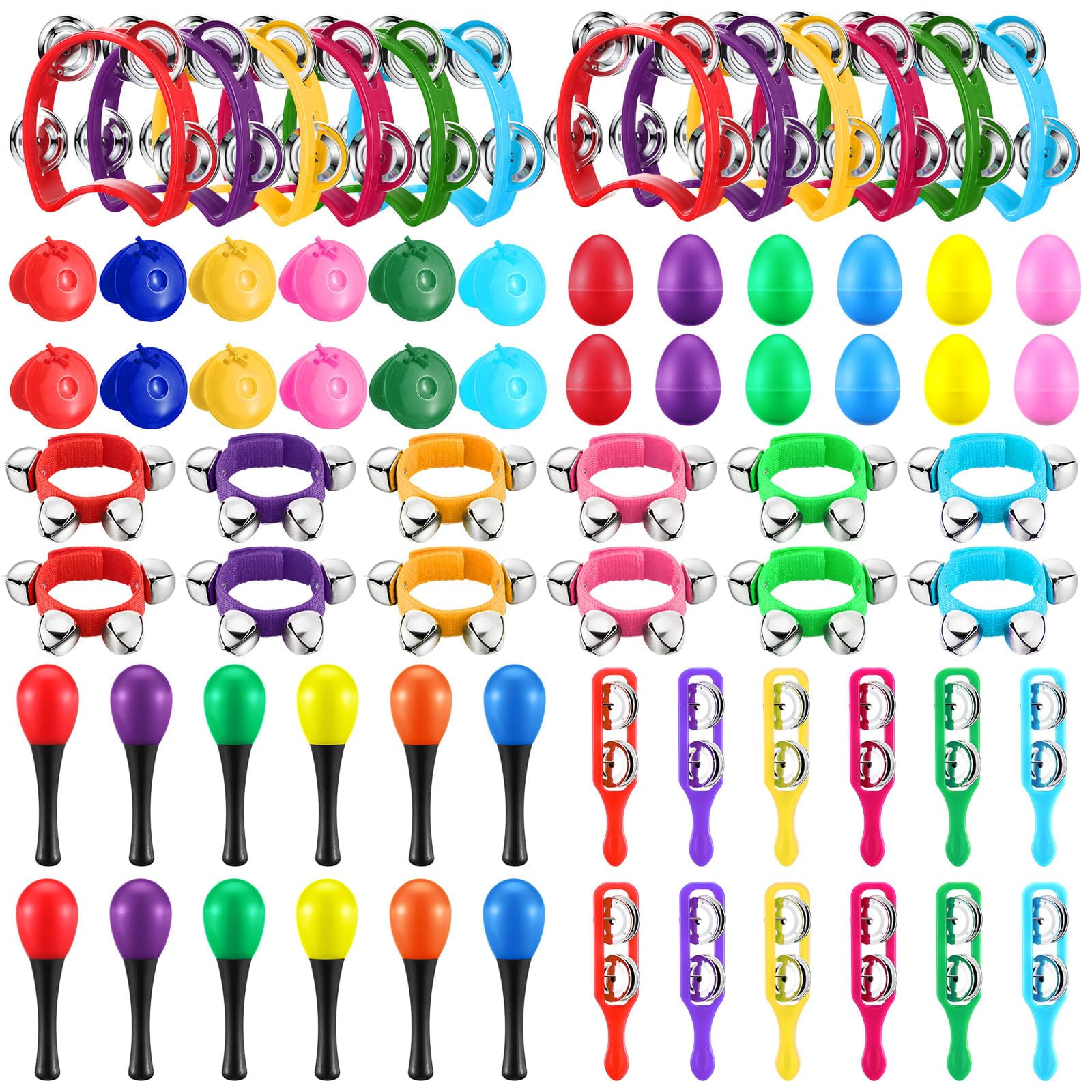 72 Pcs Shaker Musical OIF8 Instruments for Kids Egg Shaker Wrist Hand ...