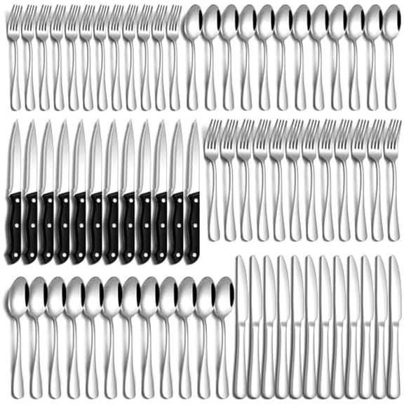 4-Pieces Set Handle Stainless Steel Tableware Dessert Salad Spoon Fork ...