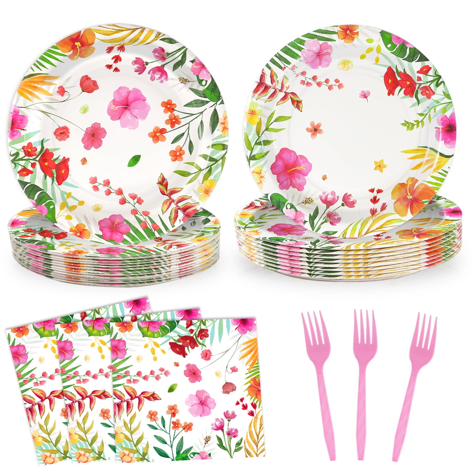 72 Pcs Tropical Luau Party Supplies Plates 9 Inch Aloha Hawaiian Party ...