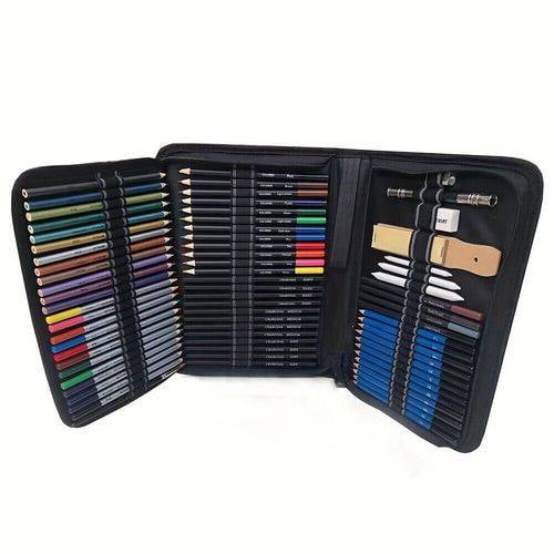 72-Piece Professional Drawing Set – Sketch & Colored Pencils Kit for ...