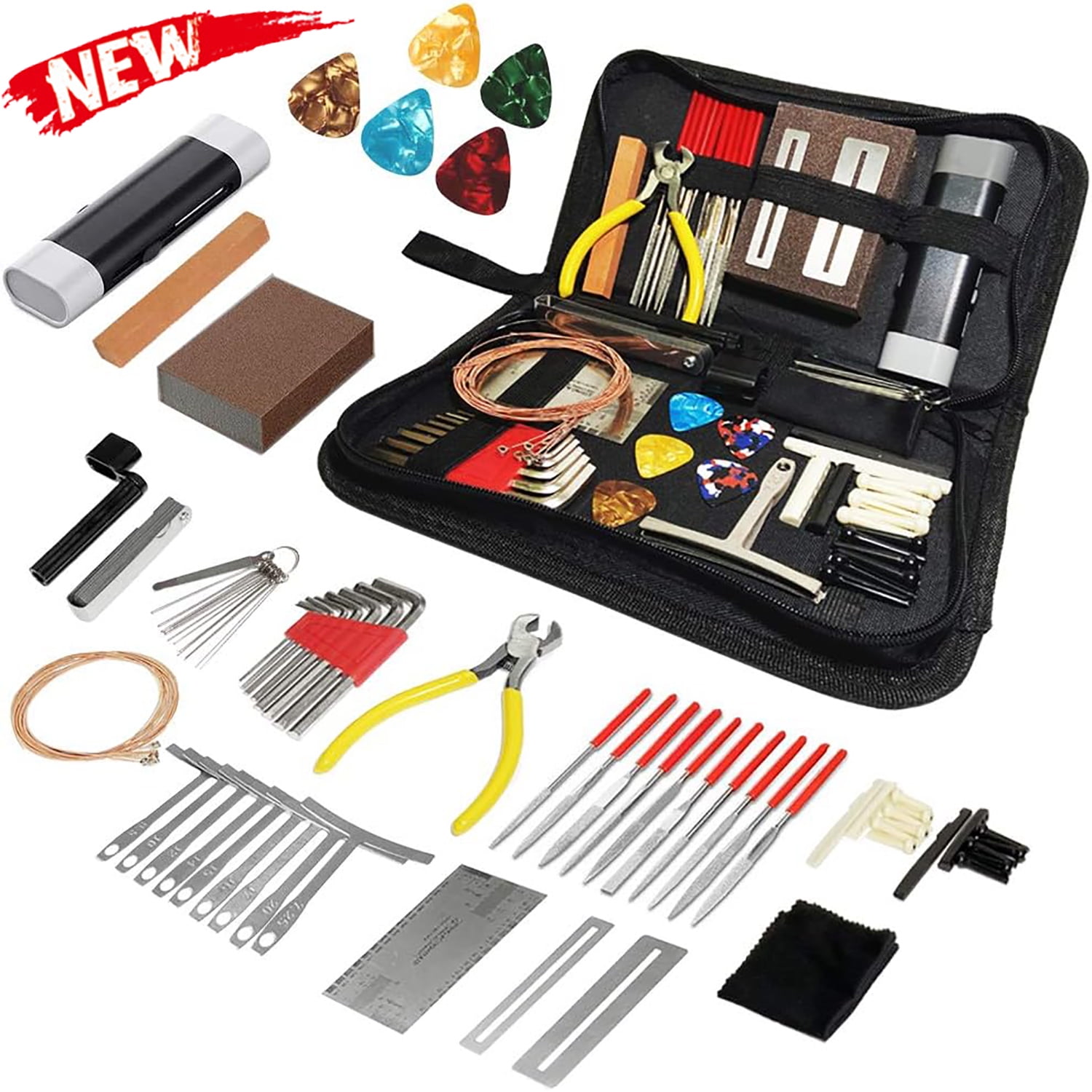 72-Piece Professional Guitar Repair Tool Kit, Complete Maintenance Set ...