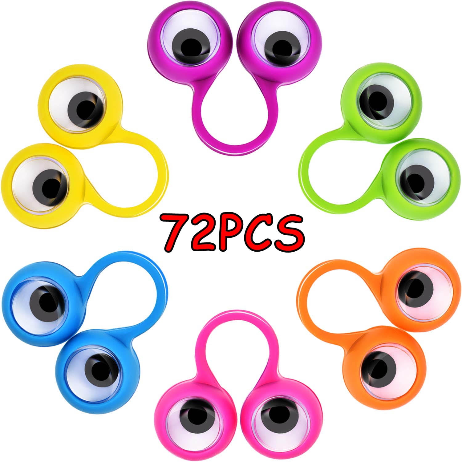 72 Pieces Eyes Finger Puppet Eyeballs Ring Toy Googly Eyeball Ring for ...