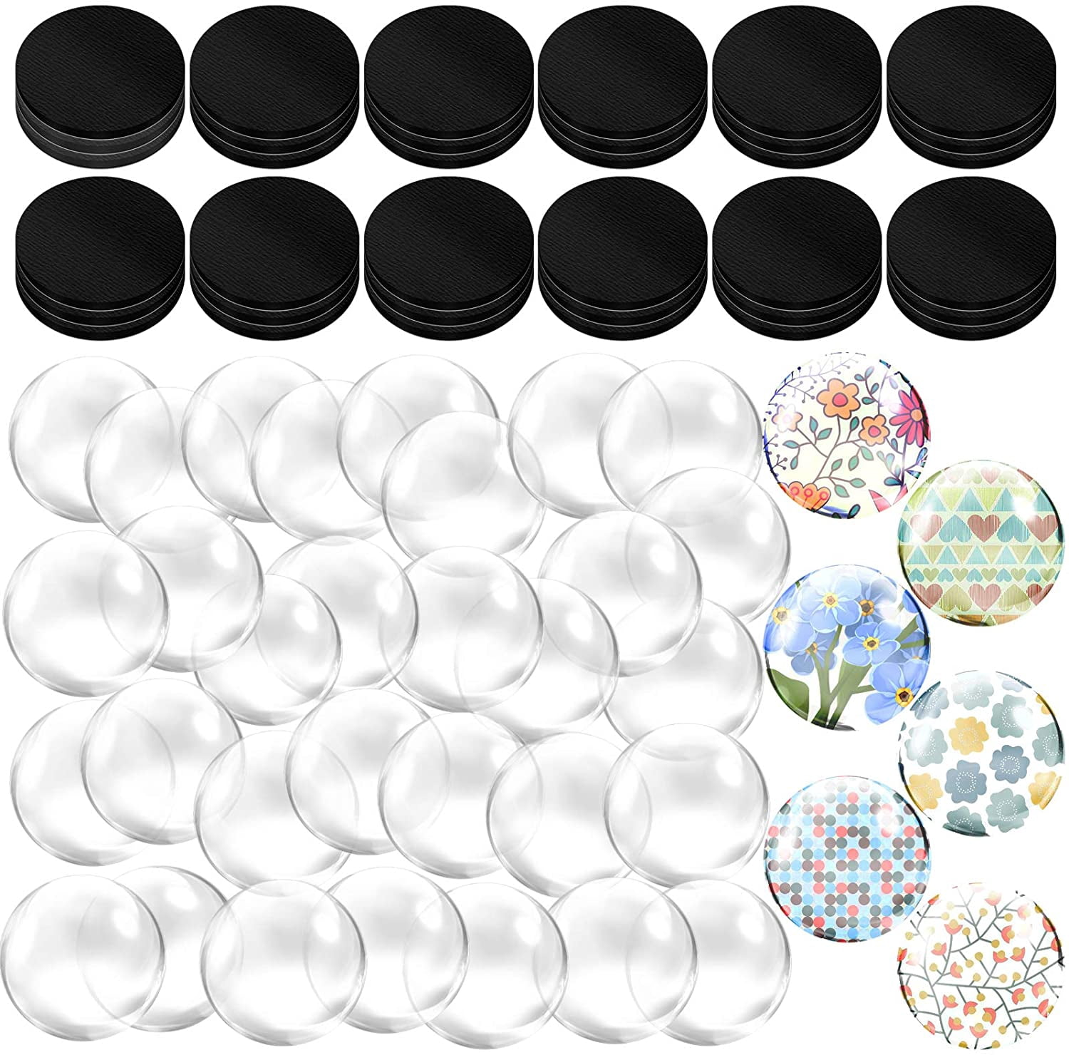 72 Pieces Glass Craft Magnets Round Fridge Ceramic Ferrite Magnet with ...