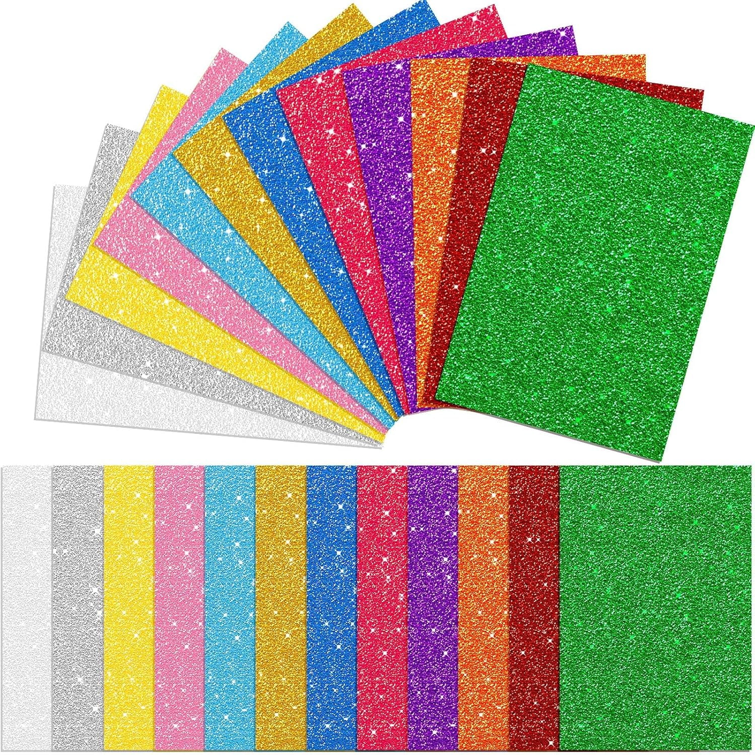 72 Pieces Glitter Foam Sheets with Self-Adhesive 7.8 X 11.8 Inch ...