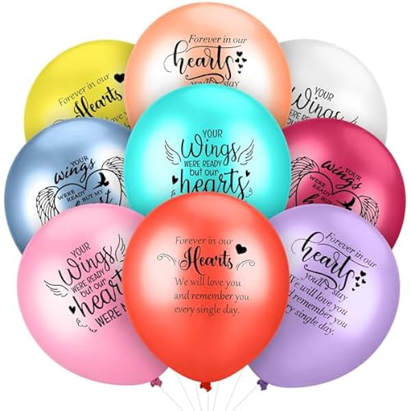 72 Pieces Memorial Balloons Colored Funeral Balloon Memory Balloons to ...