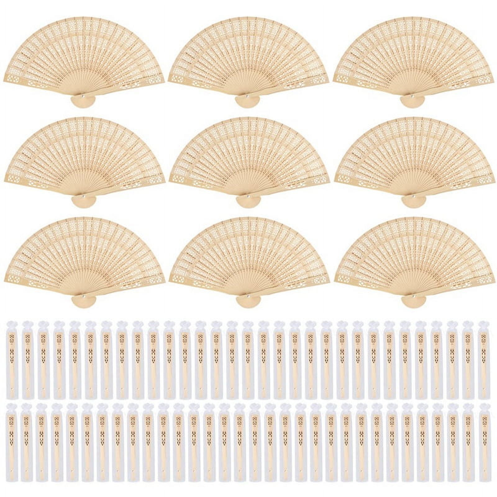 72 Pieces Wooden Folding Fans with Gift Bags Vintage Handheld Fans for ...