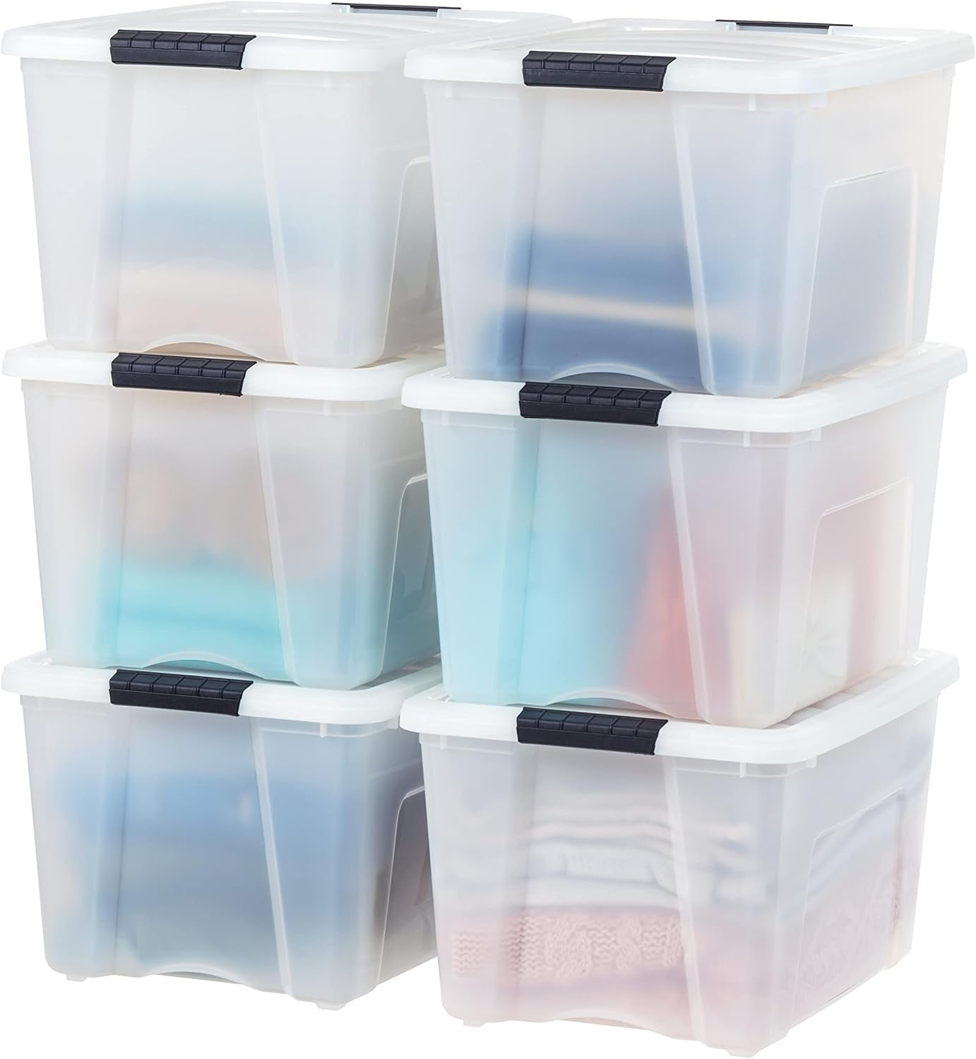 72 Qt Stackable Plastic Storage Bins with Lids, 4 Pack - BPA-Free, Made ...