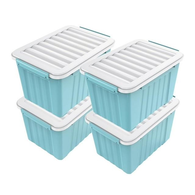 72 Quart Plastic Storage Bin, Stackable and Nestable Storage Boxes with ...