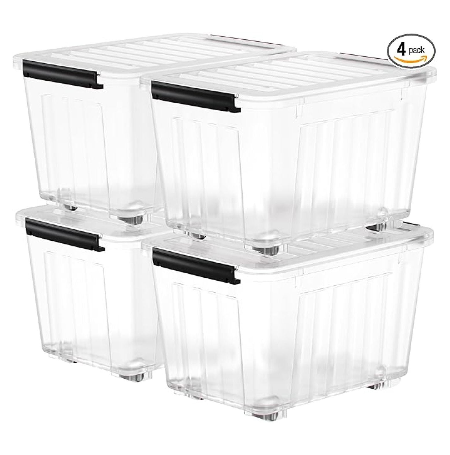 72 Quart Storage Bins 4 Pack, Plastic Storage Containers with Lids ...