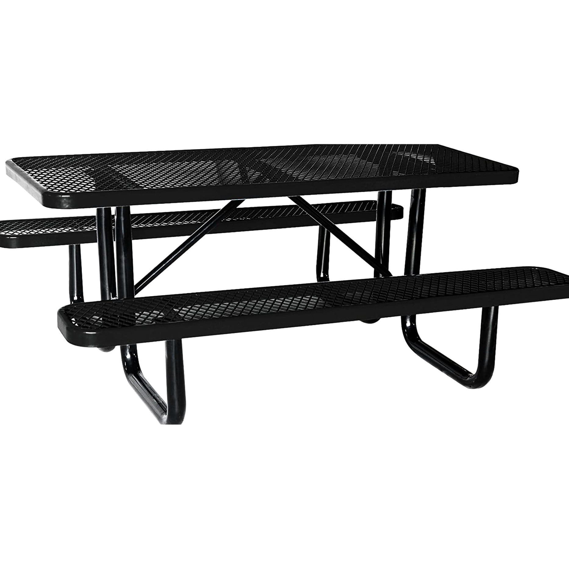 72" Rectangular Picnic Table, Expanded Metal Design | Umbrella Hole for ...
