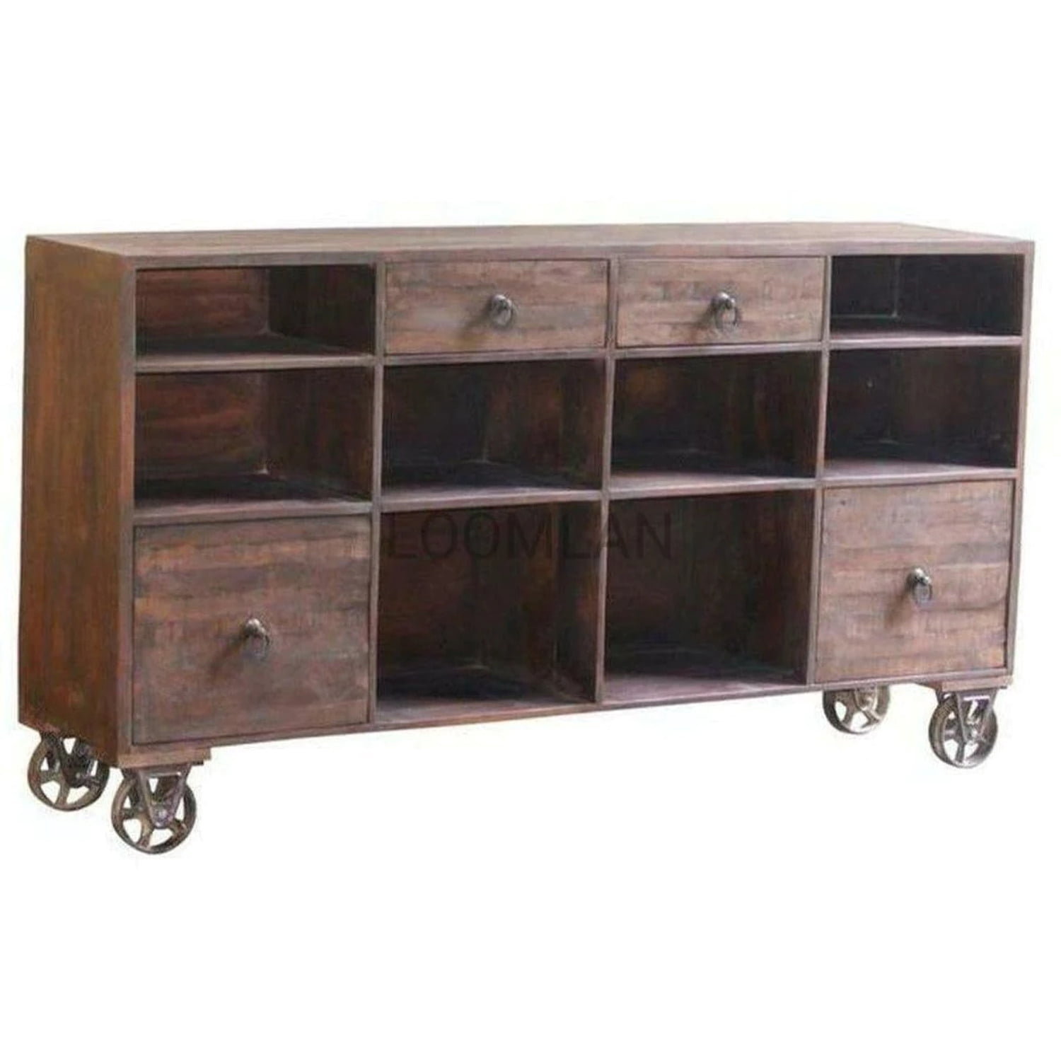 72 Retro Sideboard Standing Shelves on Wheels with Drawers - Walmart.com