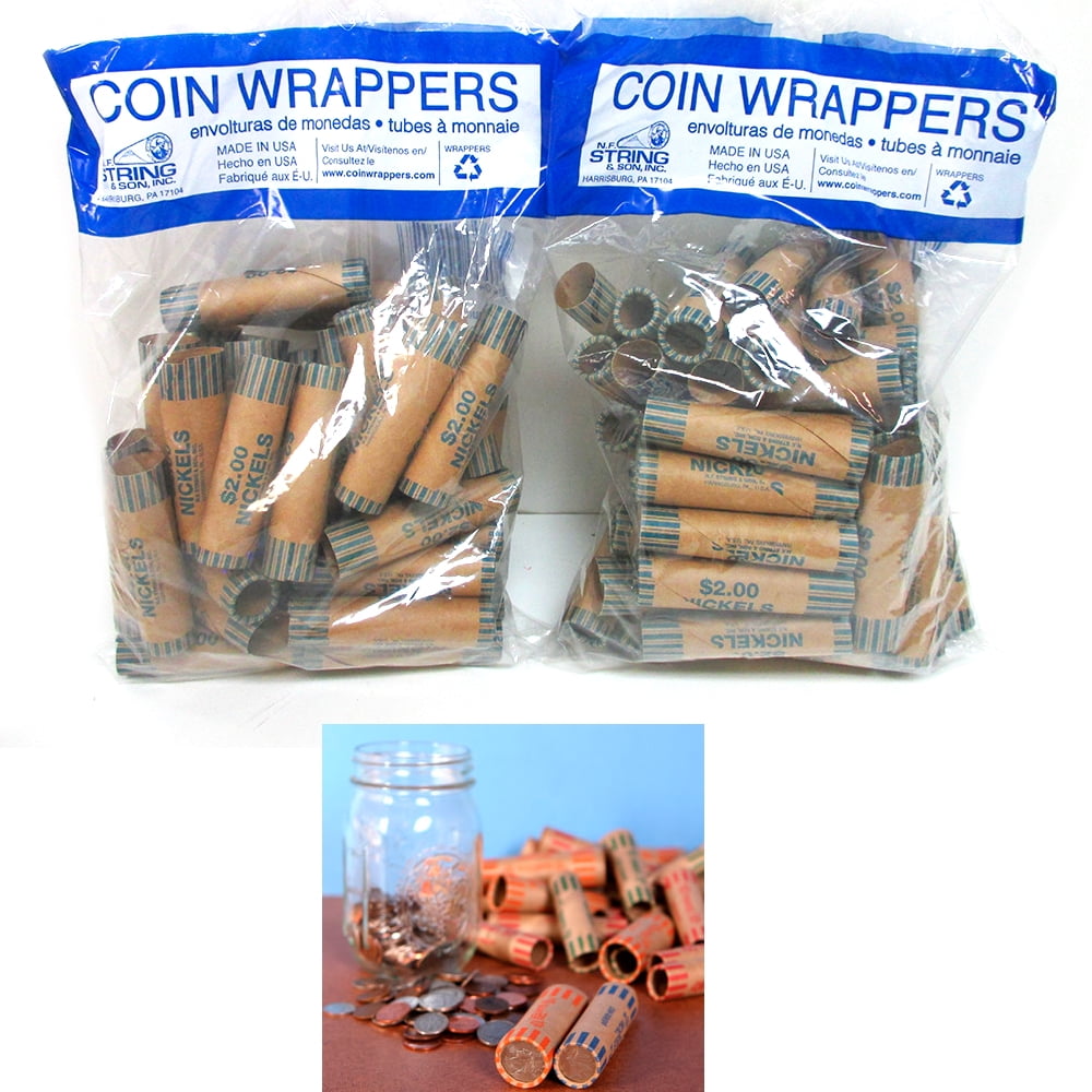 72 Rolls Preformed Coin Wrappers Paper Tubes For Nickels NF String ...