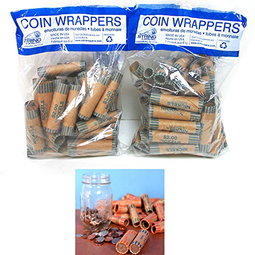 72 Rolls Preformed Coin Wrappers Paper Tubes for Nickels NF String ...