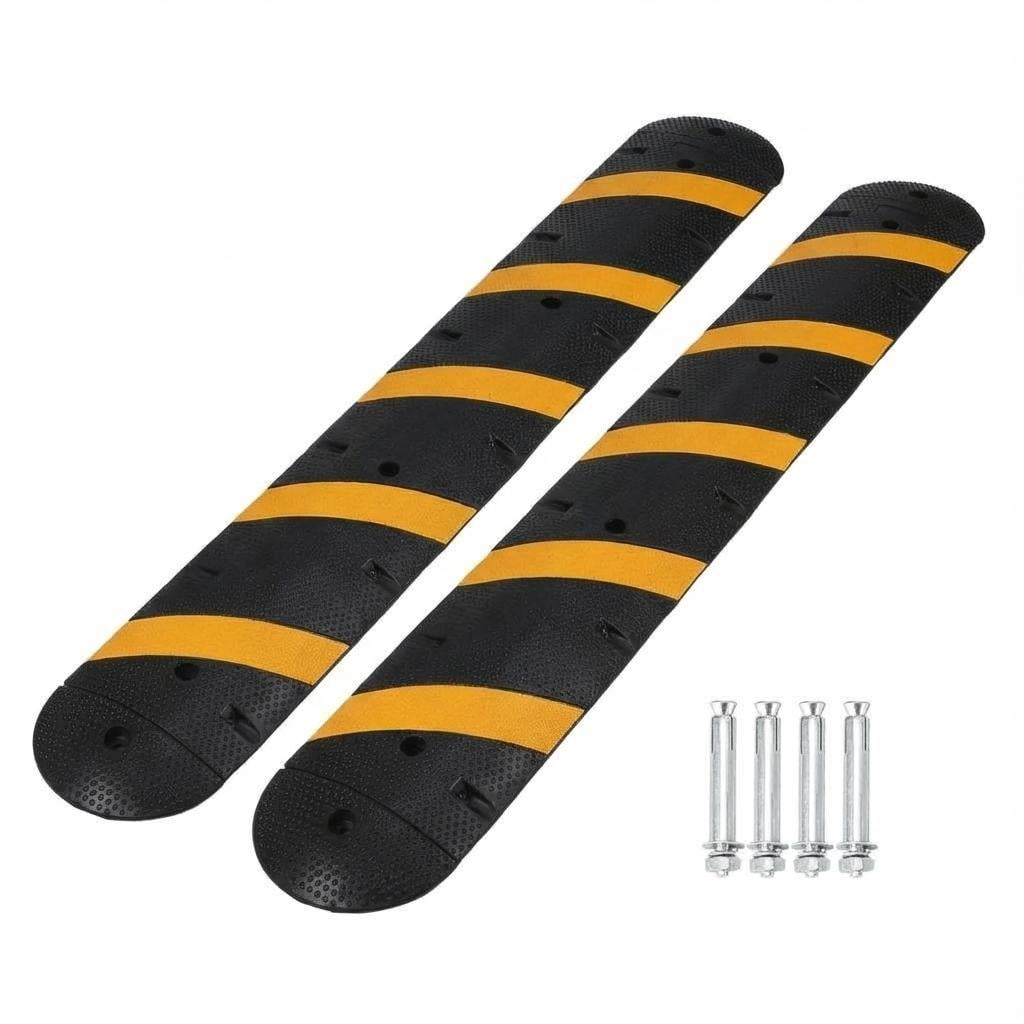 72'' Rubber Speed Bump 2PC, 22,000 lbs Capacity Cable Protector Ramp, 2 ...