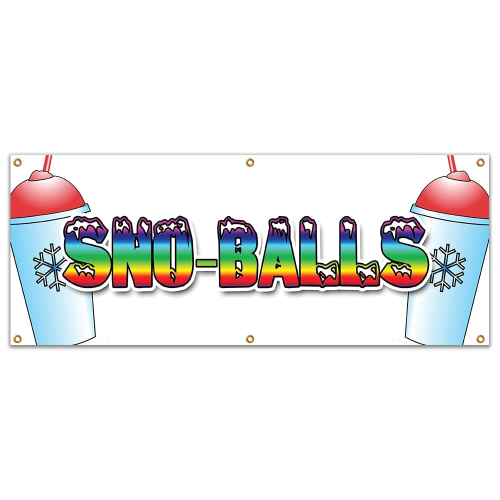 72" SNO-BALLS BANNER SIGN snowcones water ice italian shaved ice cold ...