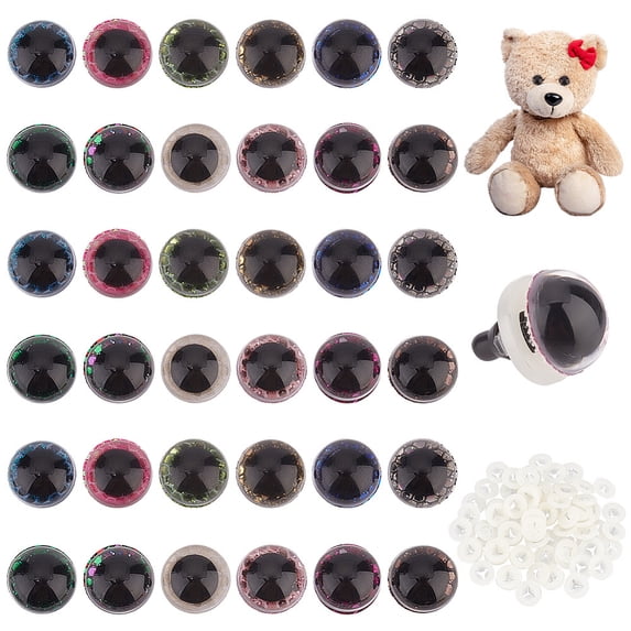 72 Sets 12 Colors Plastic Craft Eyes Safety Eyes with Scale Disc and ...