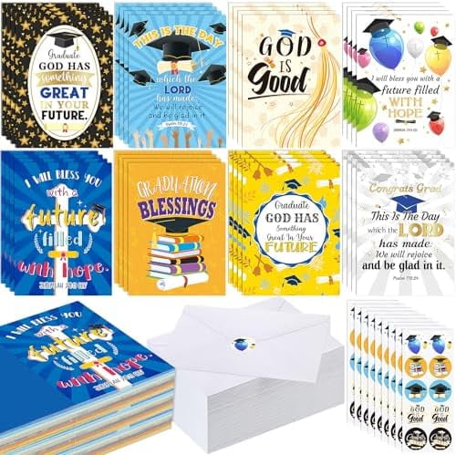 72 Sets Religious Graduation Cards Assortment Christian Graduation Gift ...