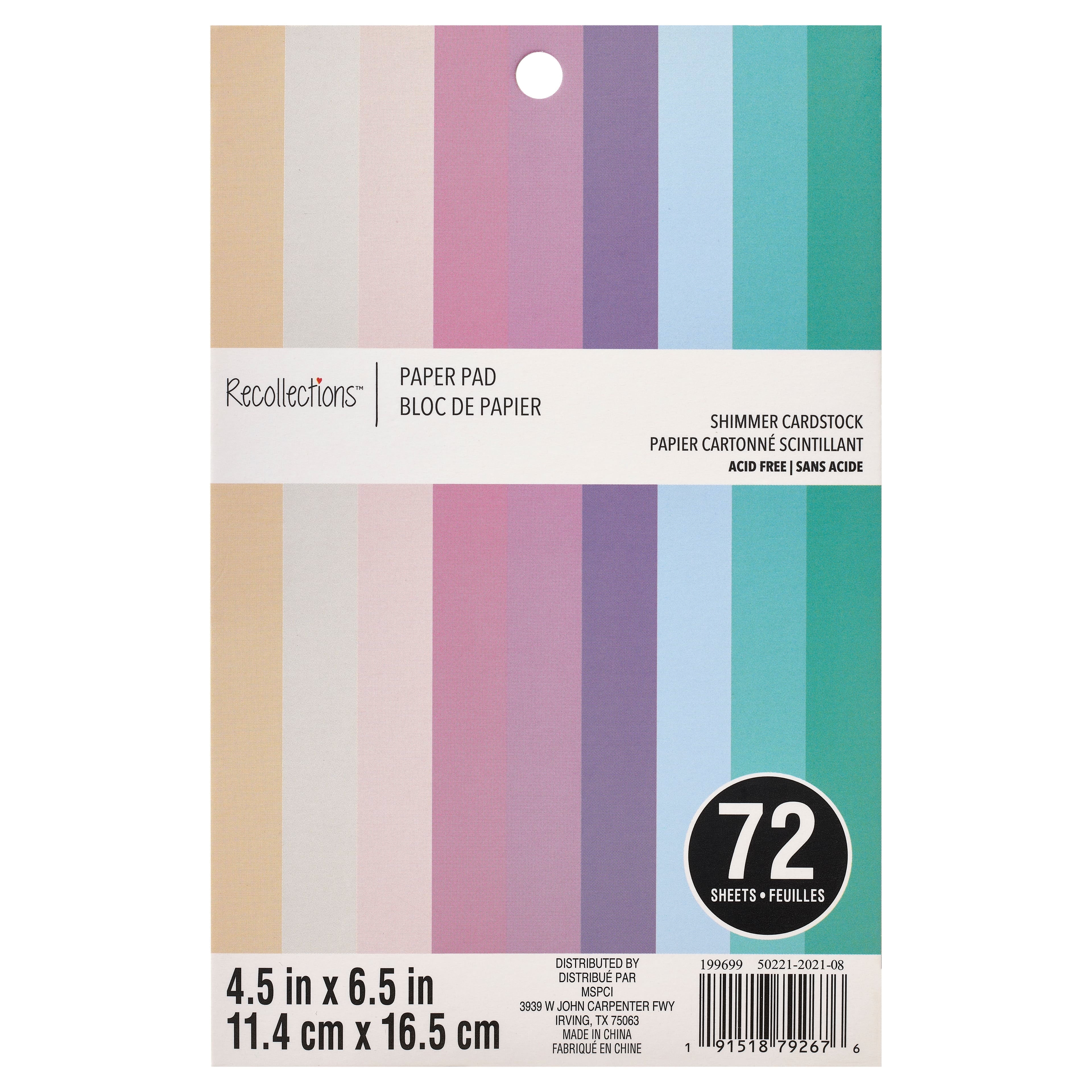 72 Sheets 4.5" x 6.5" Pastel Pearlized Paper Pad by Recollections ...