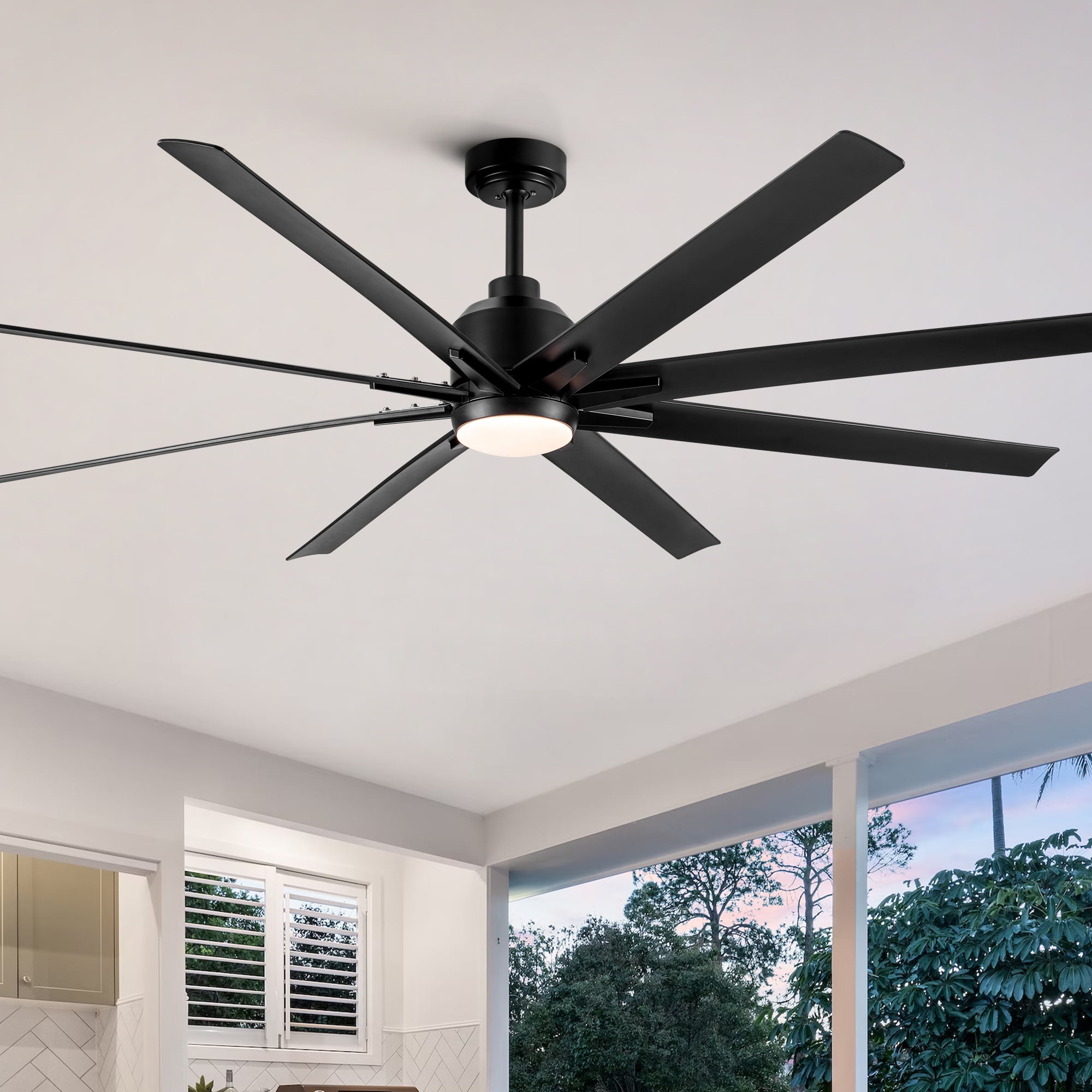 72" Supper Large Integrated LED Light Ceiling Fan with Black ABS Blade ...