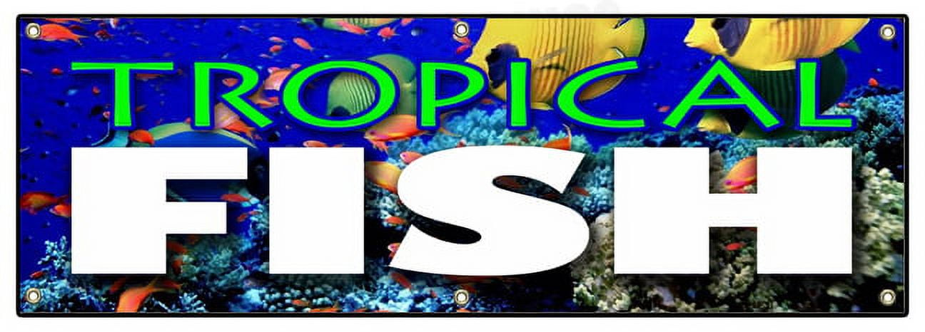 72" TROPICAL FISH BANNER SIGN saltwater fishes colorful bright ...