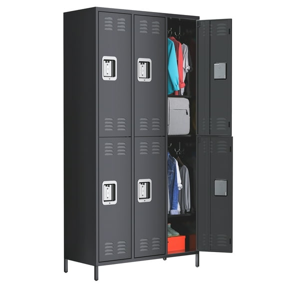 72'' Tall 6-Door Metal Employee Locker Cabinet - Cold Rolled Steel (0 ...