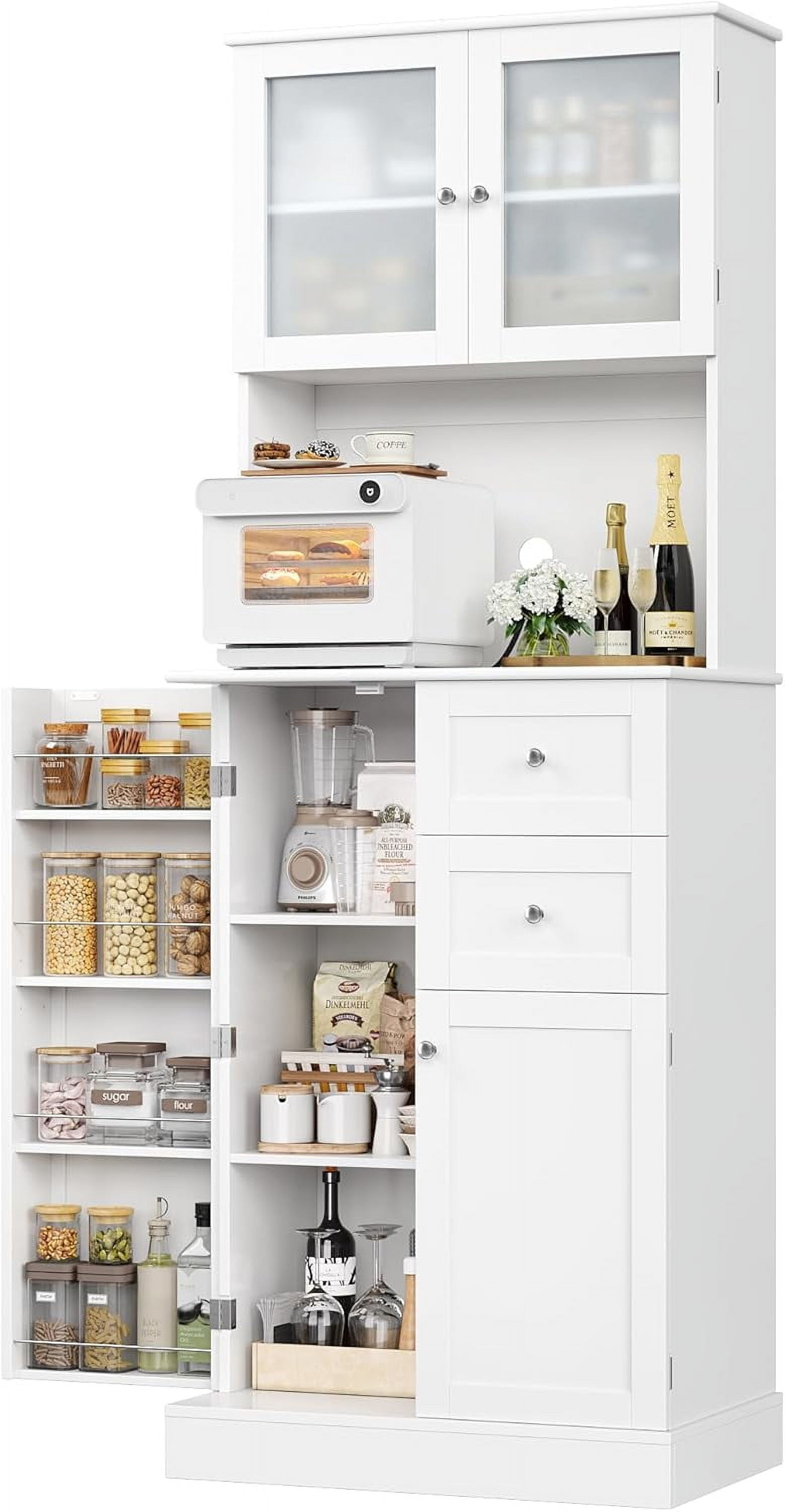 72" Tall Kitchen Pantry Storage Cabinet, Kitchen Hutch Cabinet with ...
