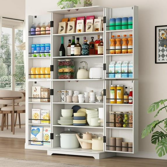72” Tall Kitchen Storage Pantry, 31.5”W Modern Cabinet Wood Cupboard ...