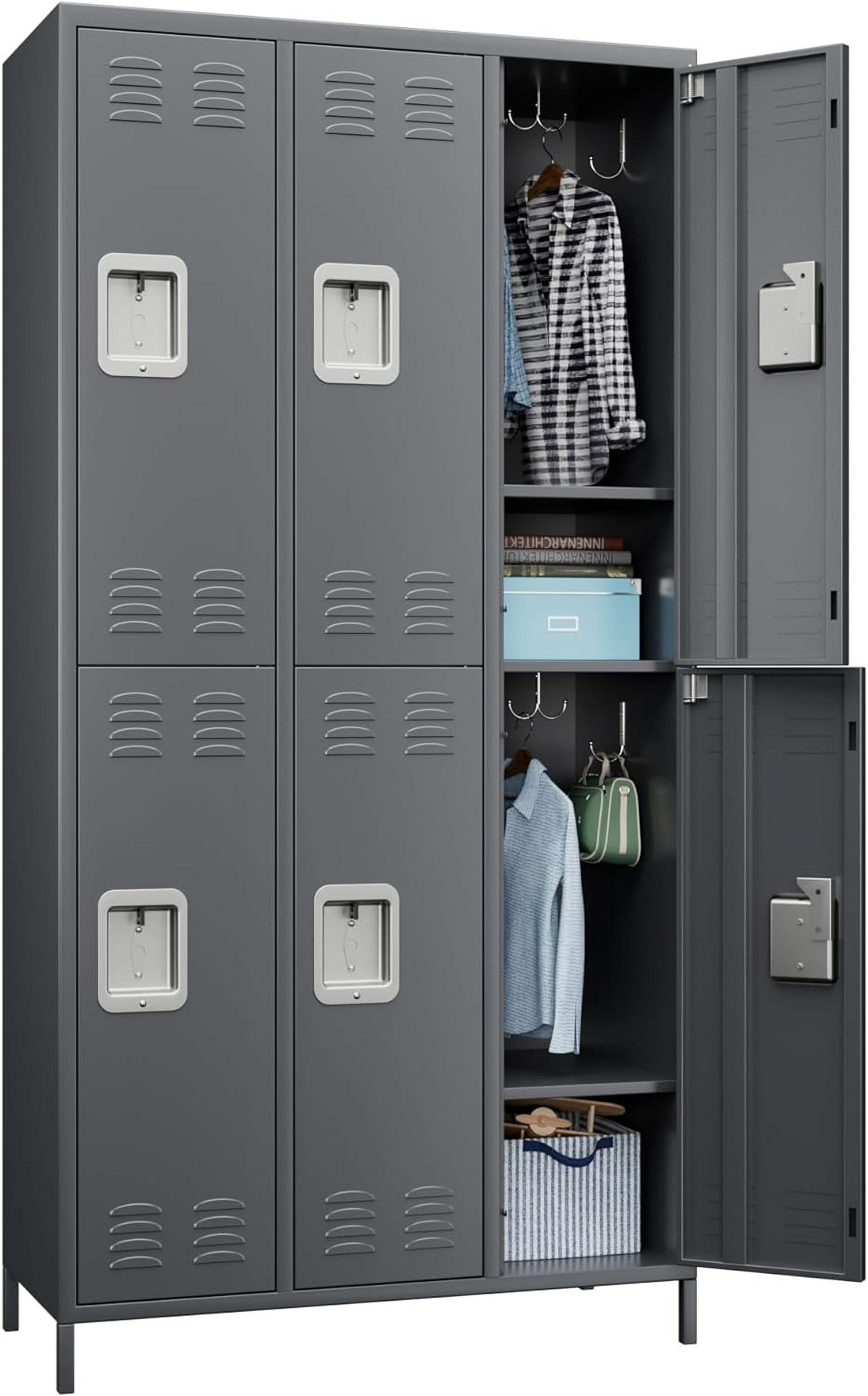 72" Tall Locker with 6 Doors,Metal Locker with Pothook,Steel Storage ...