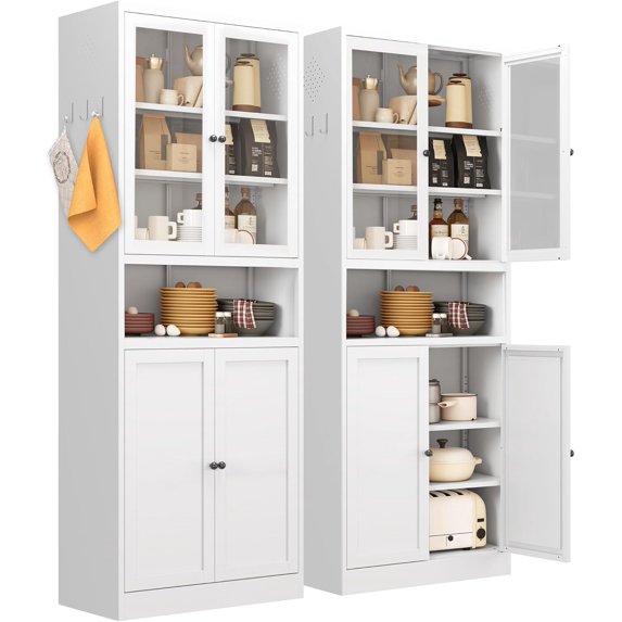 72" Tall Metal Storage Cabinets with 4 Doors and Shelves,Kitchen Pantry ...