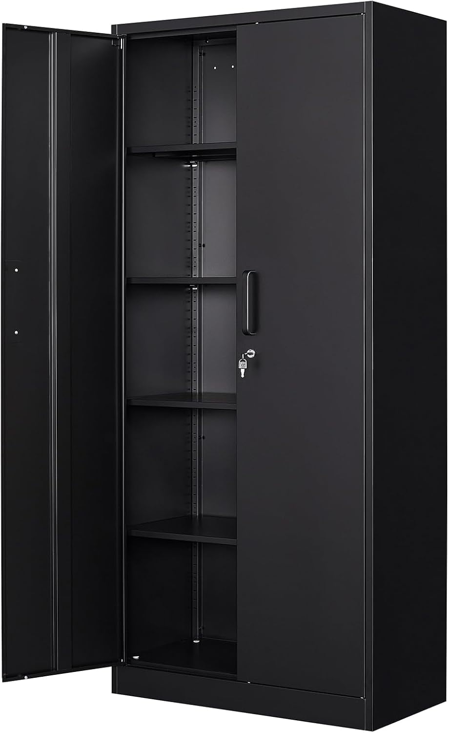 72" Tall Metal Storage Locking Cabinet With 2 Doors and 4 Adjustable ...