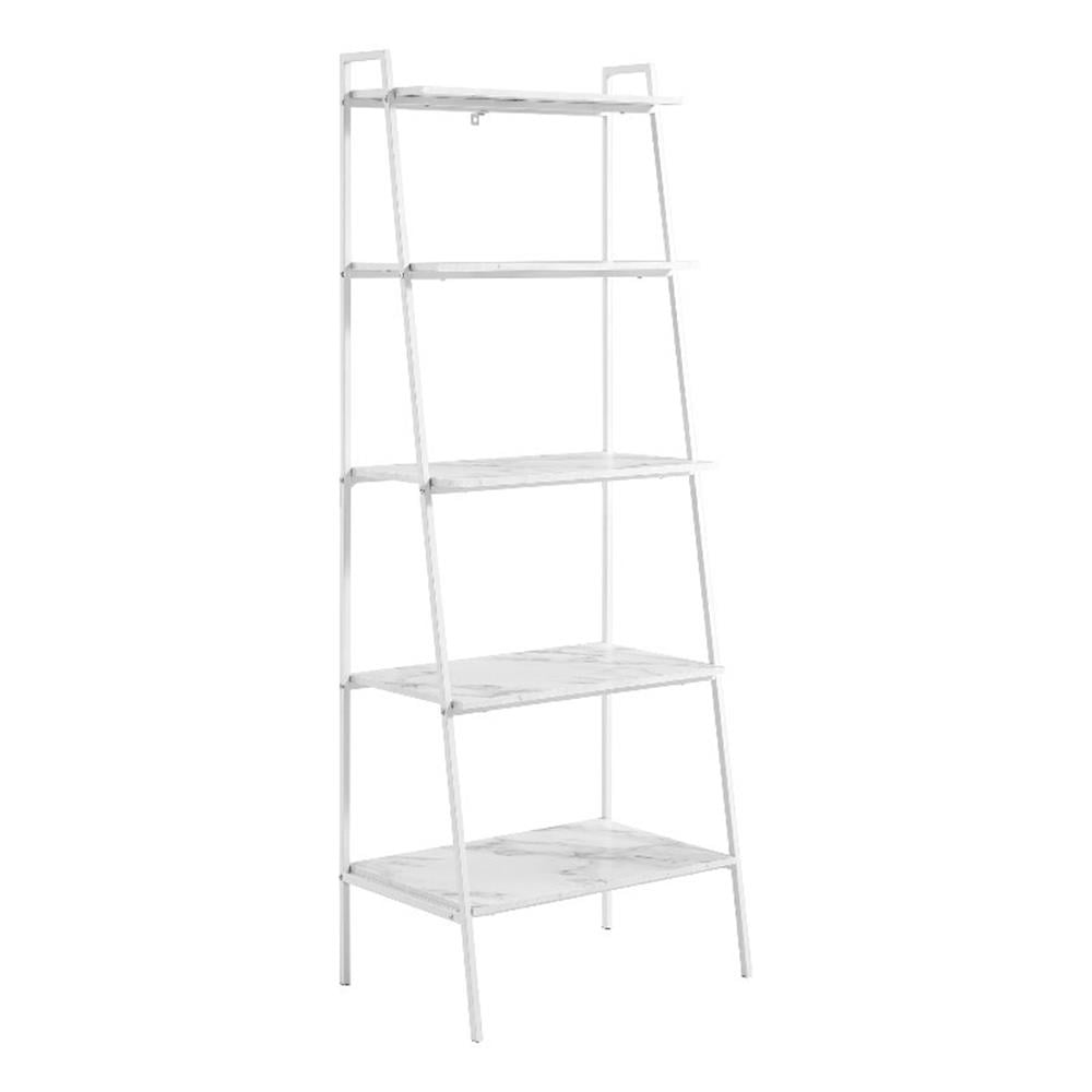 72" Tall Metal & Wood Ladder Shelf - White Marble - Walmart.com