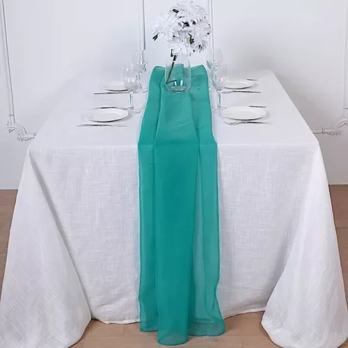 72" Turquoise Chiffon Extra Long Table Top Runner Wedding Party Banquet ...